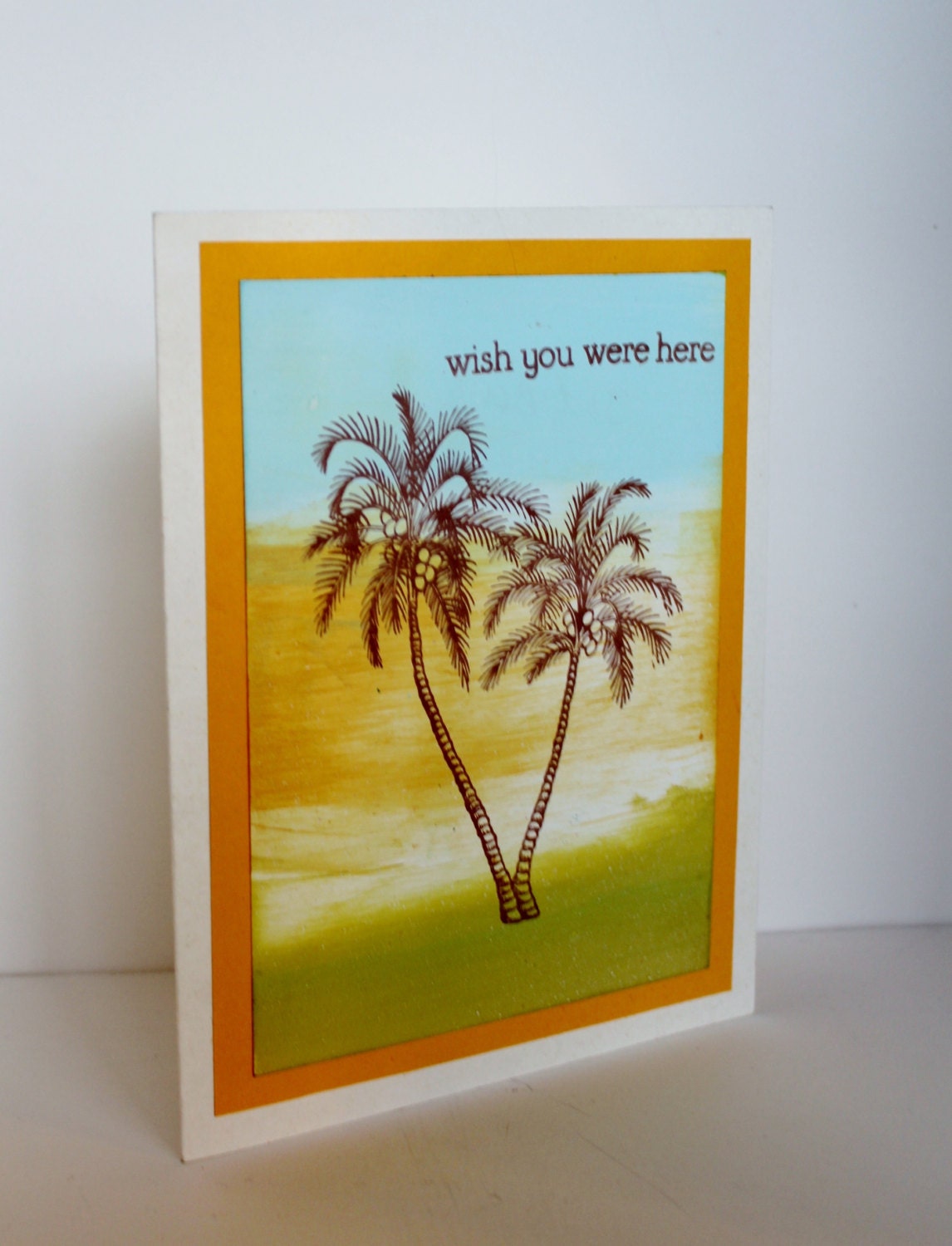 Handmade, Stamped, Wish You Were Here Card, Beached Themed Card, Miss ...