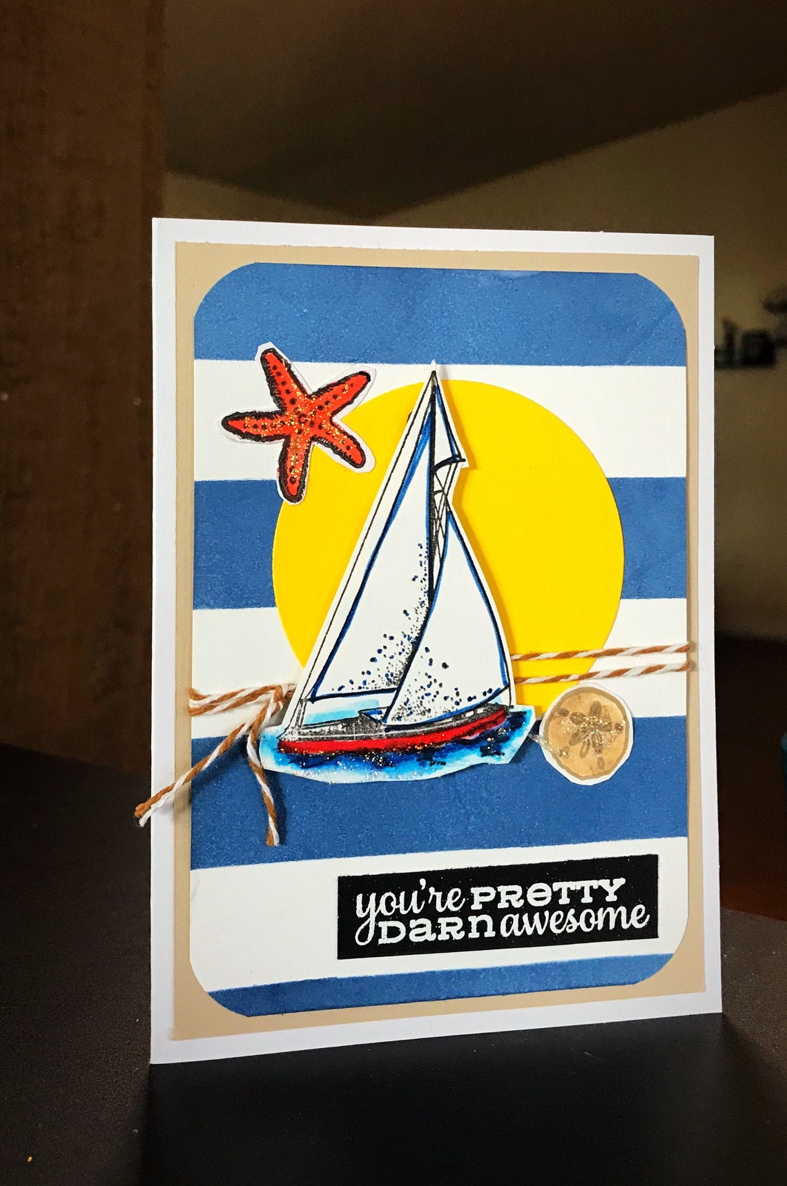 Handmade Nautical Card, Handmade Stamped and Embossed Card, Friendship ...