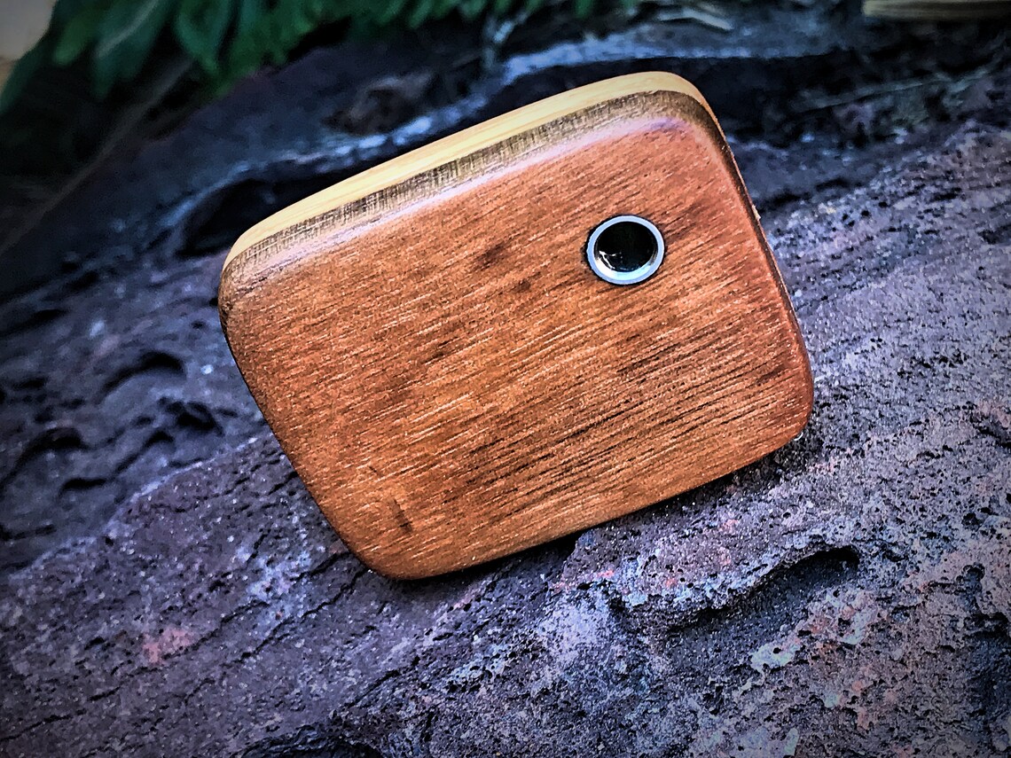 Dual Tone Oak/walnut Fidget Block W/ Stainless Lanyard - Etsy