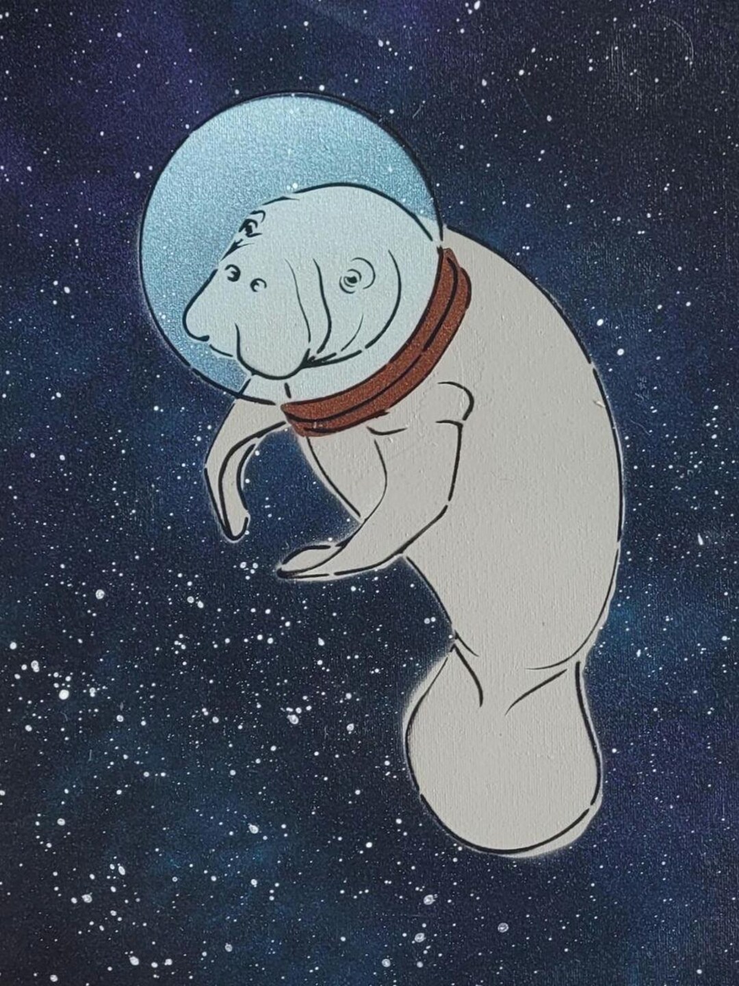 11x14 Manatee in Space - Etsy