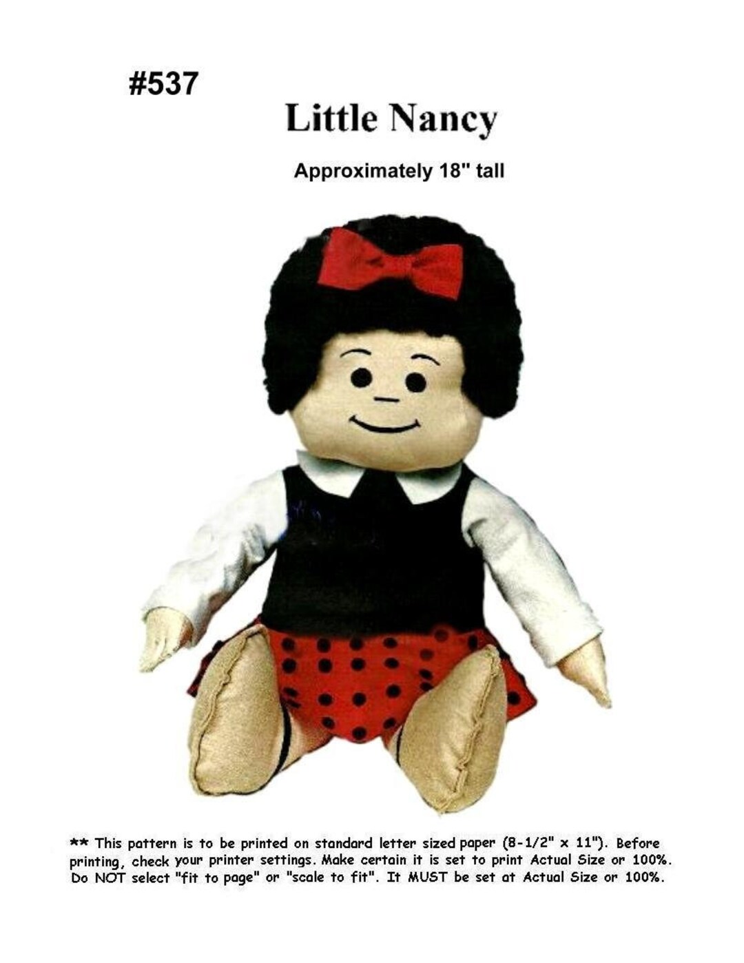 E537 Digital Copy of 18 Little Nancy Vintage Cartoon Doll Pattern - Etsy