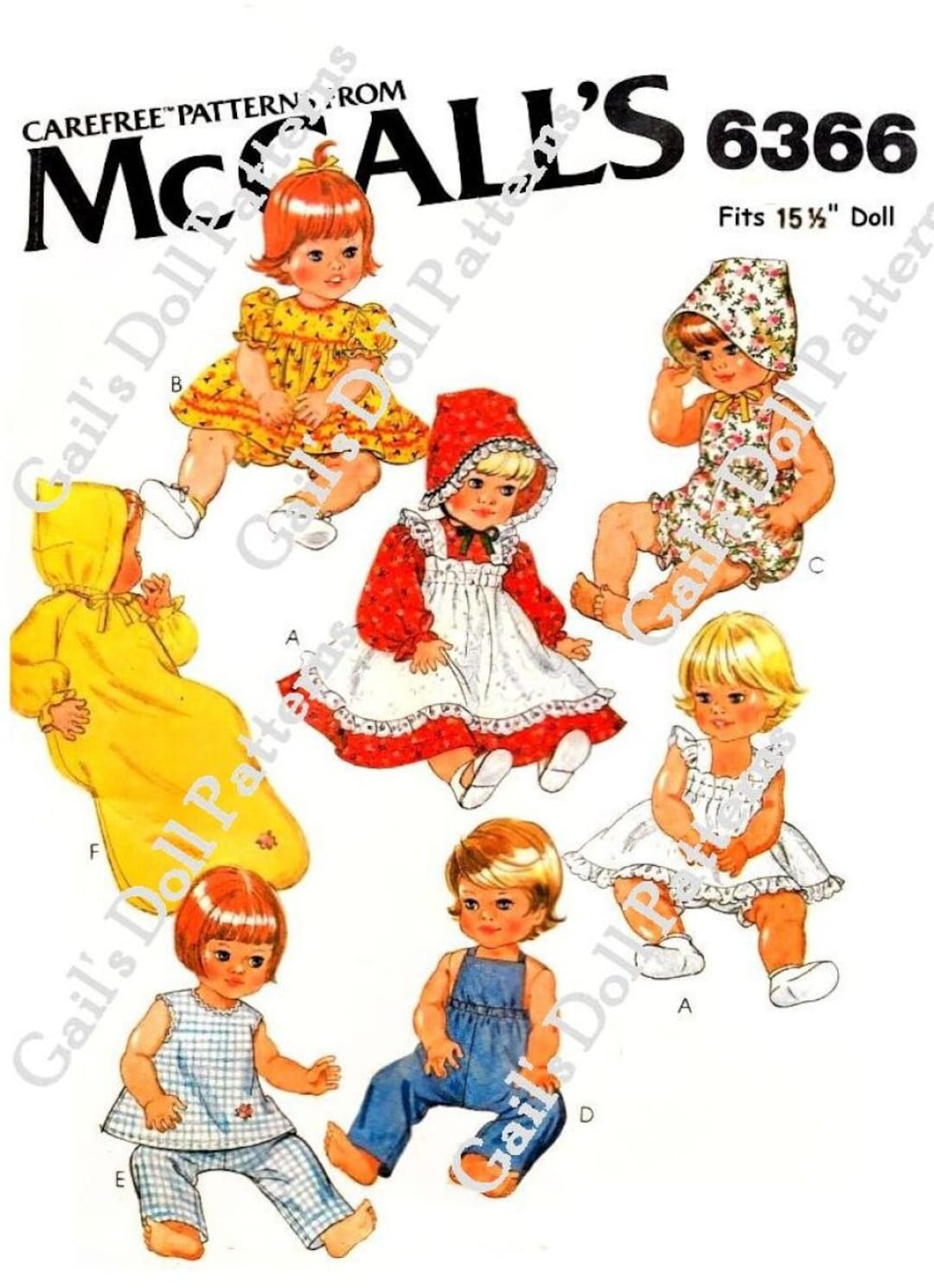 E810 Digital PDF of 6366 Doll Clothes Pattern for 15-1/2 Dolls - Etsy
