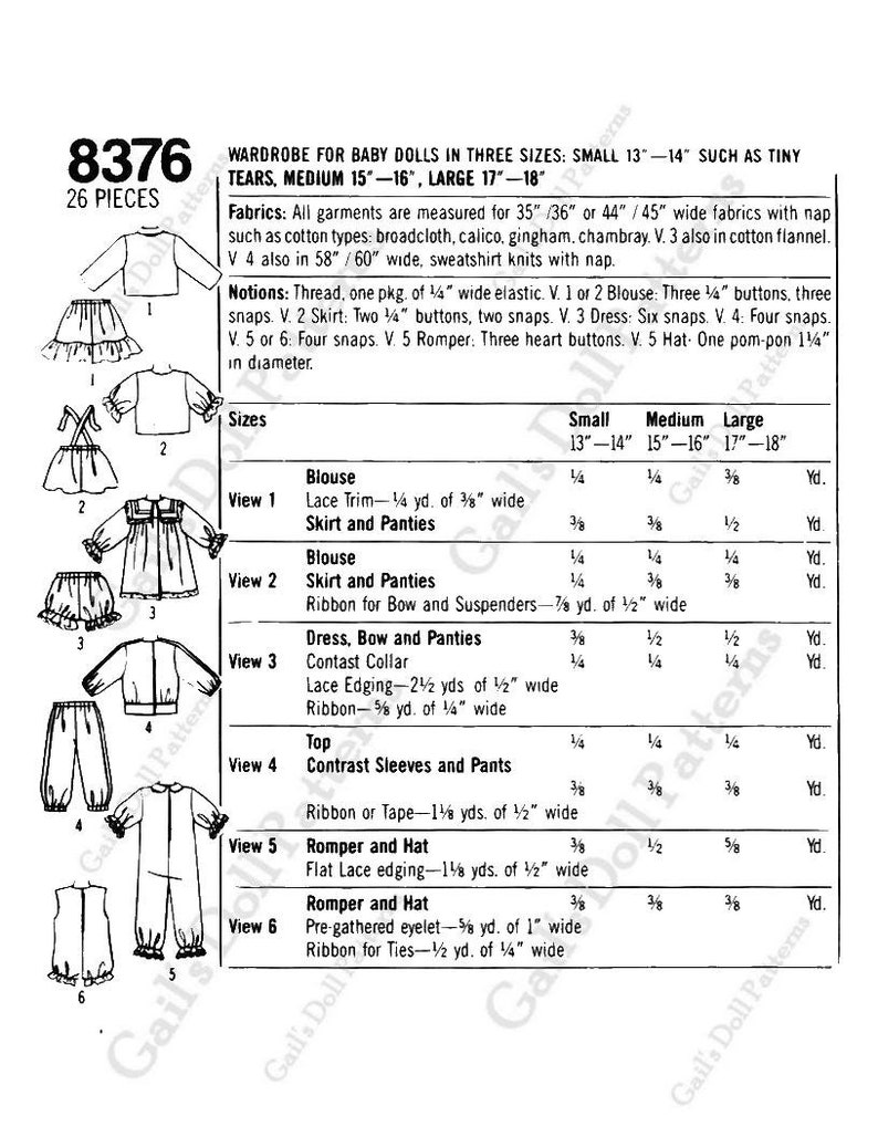 E715 Copy of Simplicity Pattern 8376 Wardrobe for Large Baby | Etsy