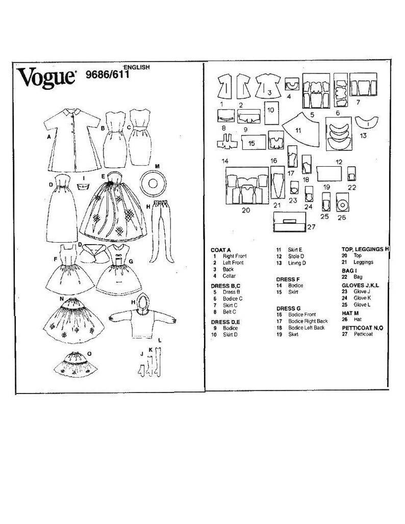 E760 Copy of My Vintage Vogue Pattern 9686 for Fashion Dolls - Etsy UK