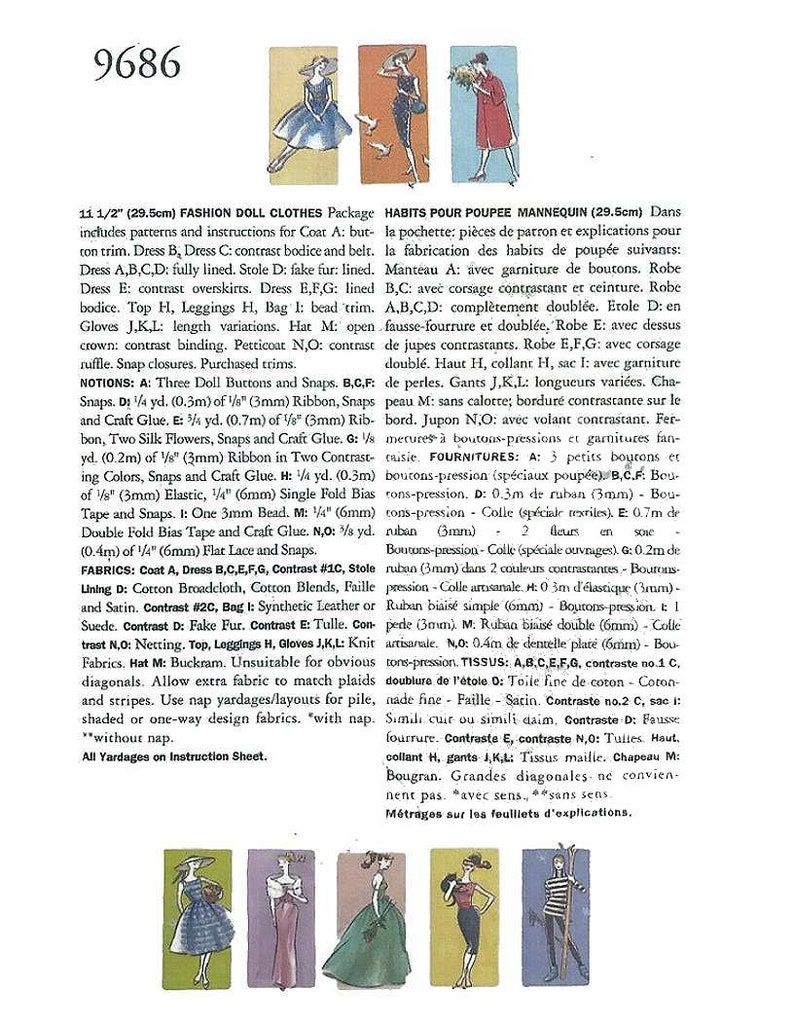 E760 Copy of My Vintage Vogue Pattern 9686 for Fashion Dolls - Etsy UK