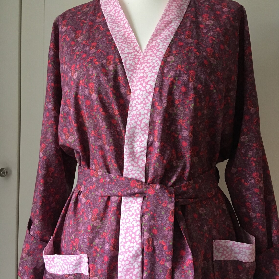 Liberty Print Cotton Women's Robe-pink/magenta Floral - Etsy UK