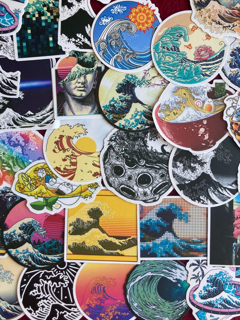 Ocean Waves Laptop Stickers | Etsy