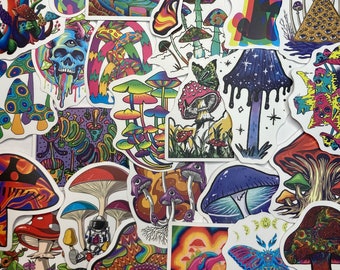 Trippy Mushroom Sun Tree Vinyl Sticker Psychedelic Vinyl Sticker ...
