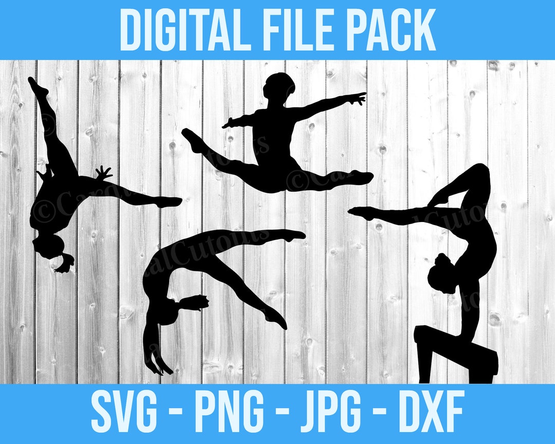 Gymnastics SVG, PNG, JPG y Dxf Digital Files Gymnast Silhouette Cortar ...