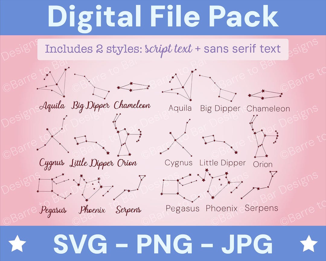 9 Constellation Digital Download - Orion, Big Dipper, Little Dipper ...