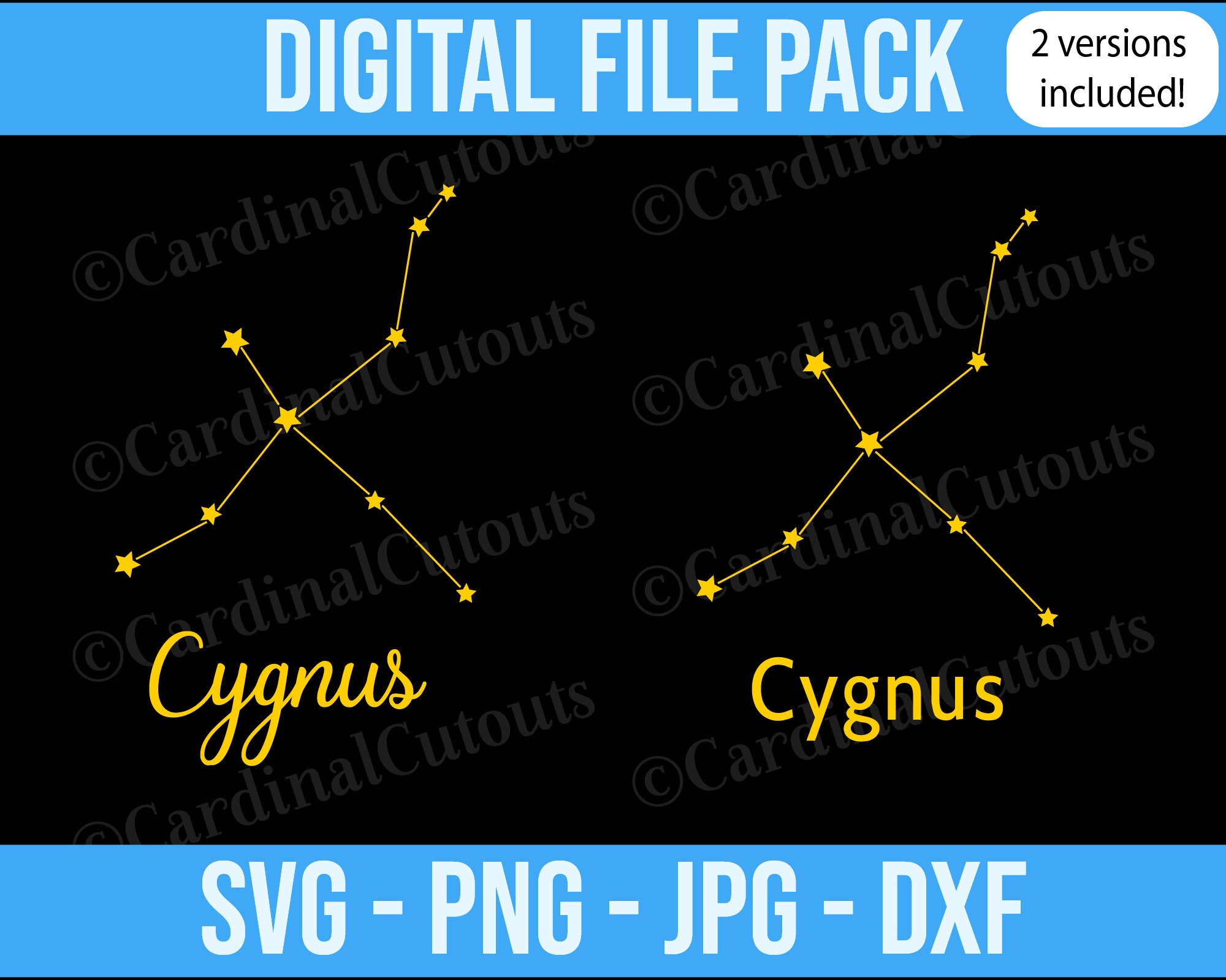 Cygnus Constellation SVG, PNG, JPG, and Dxf Digital File Pack - Etsy