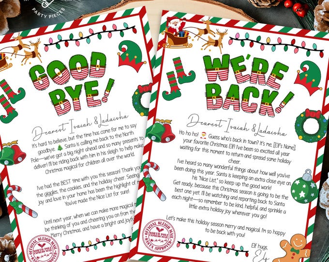 Elf Arrival Letter, Goodbye Elf Letters, We're Back Letter, Hello Elf ...