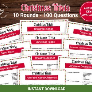 Printable Christmas Trivia Game, Christmas Party Game, Holiday Party ...