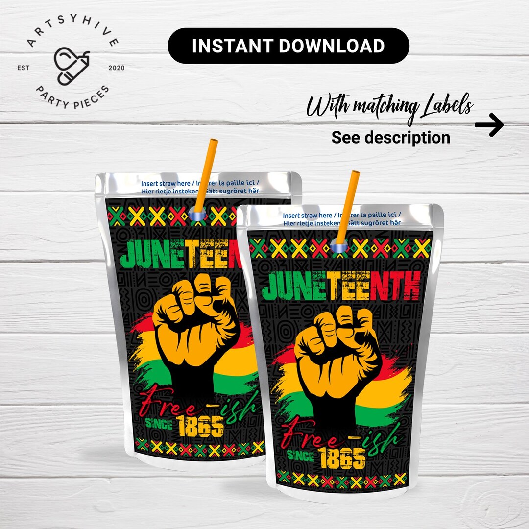 Juneteenth Juice Pouch Labels: Freedom Day Party Favors (digital ...