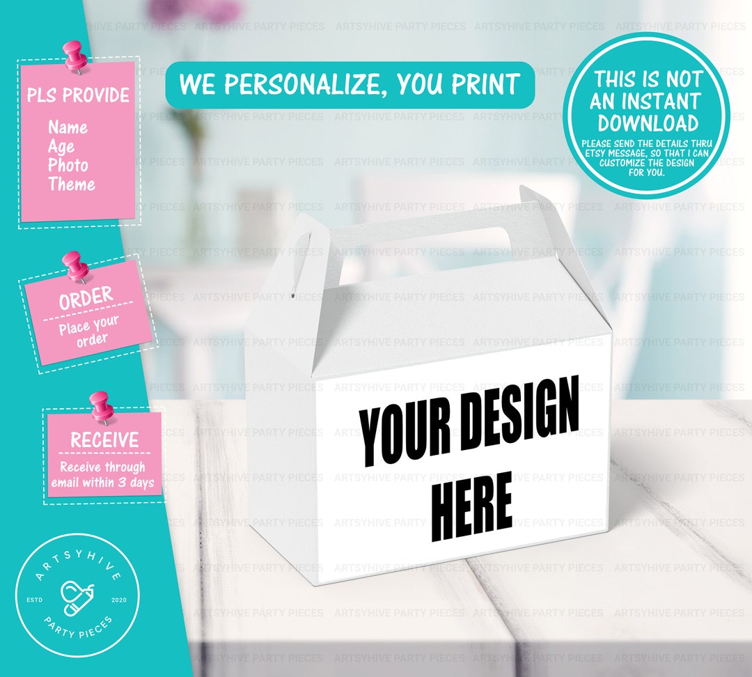 Custom Gable Box Label, Customized Party Gable Box, Digital Download - Etsy