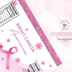 Breast Cancer Awareness Chip Bag Label, Pink Ribbon Chip Bag Label, Breast Cancer Awareness ...