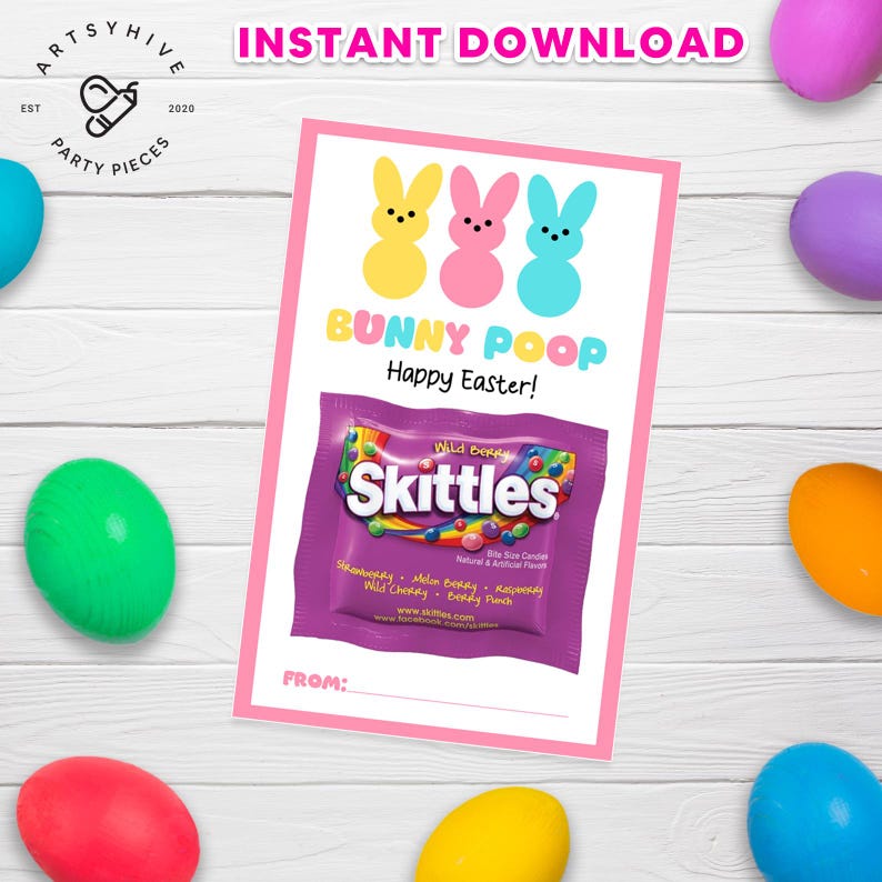 Bunny Poop Easter Treat Tags: Skittles Labels (instant Download) - Etsy