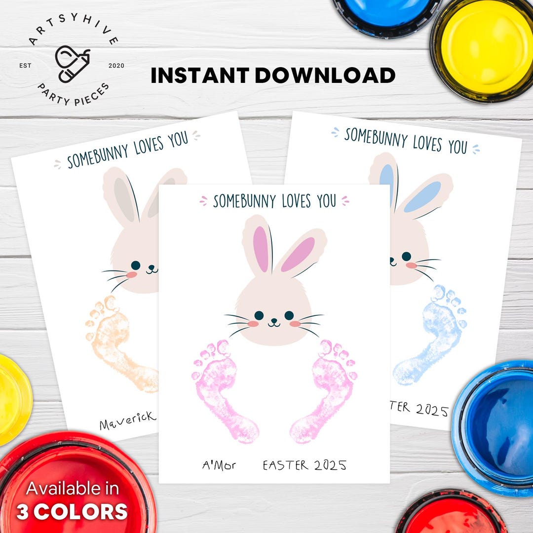 Easter Printable, Easter Footprint Craft, Somebunny Loves You, DIY ...