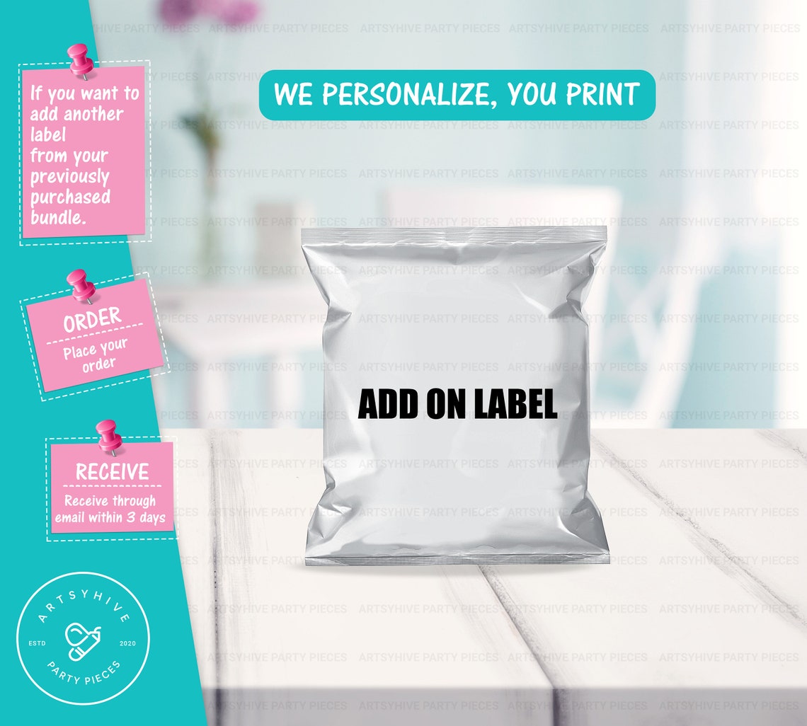 Custom Add on Label, Custom Labels Party Set, Digital Downloads - Etsy