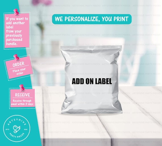 Custom Add on Label Custom Labels Party Set Digital - Etsy