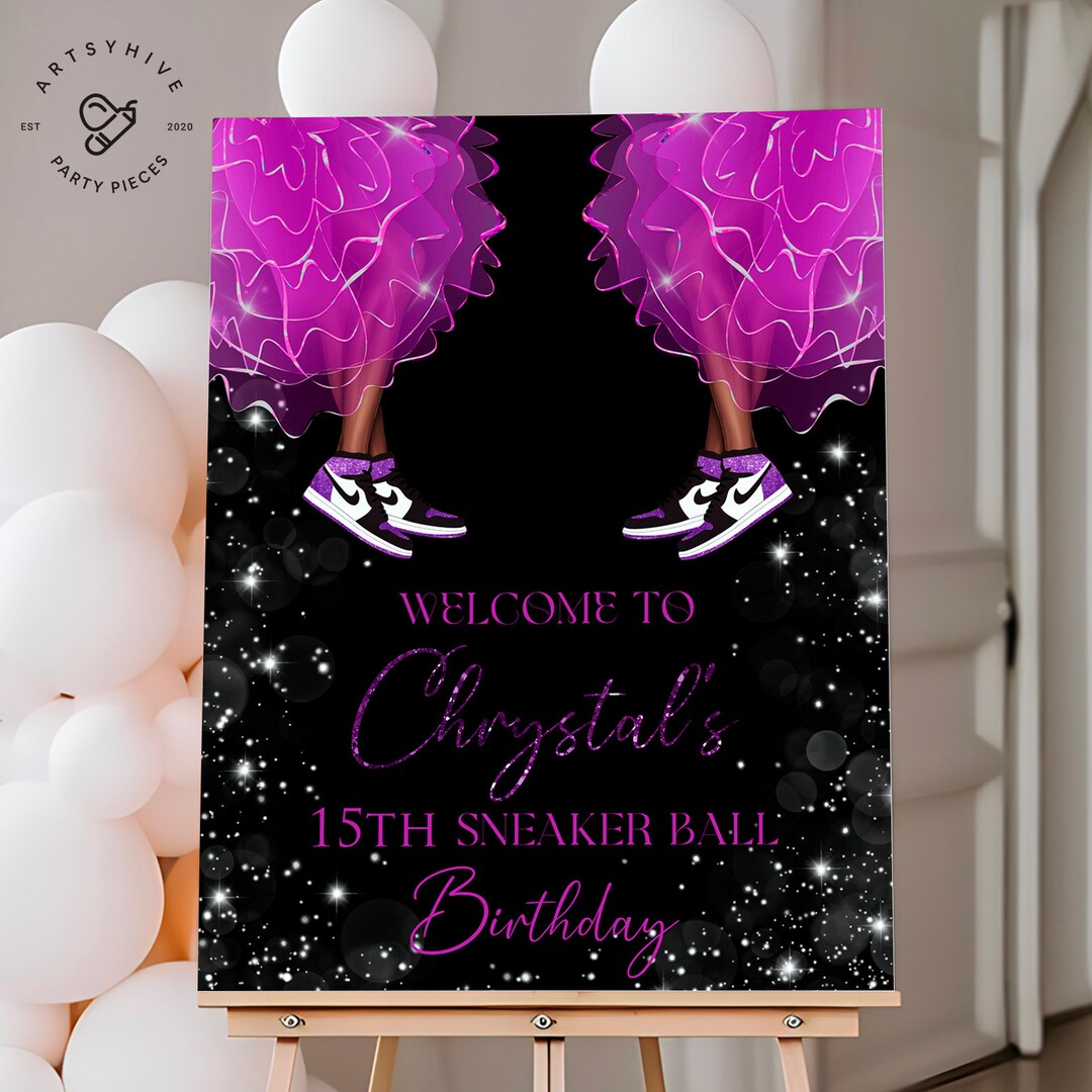 Sneaker Ball Welcome Sign Purple Color, Sneaker Ball Birthday Welcome ...