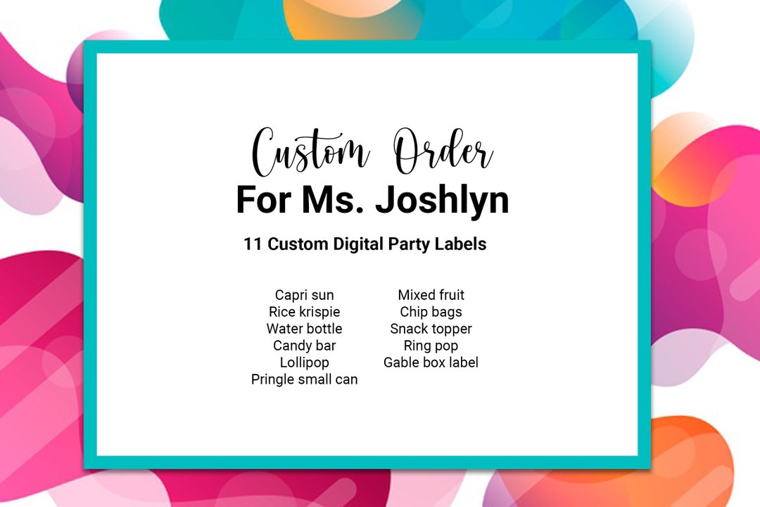 Custom Listing for Ms. Joshlyn, Custom Chip Bag, Water Bottle Label ...