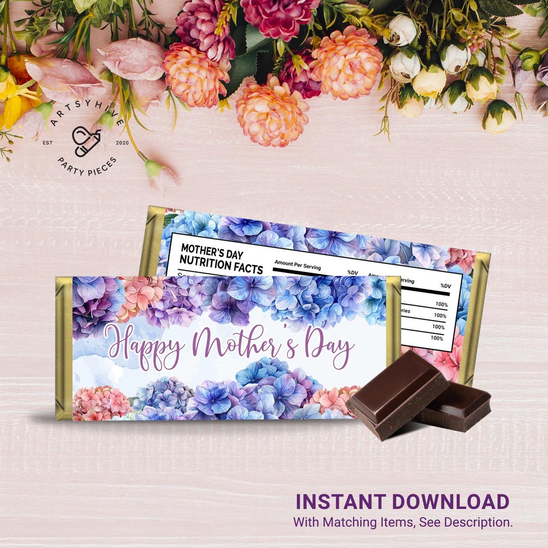 Happy Mother's Day Candy Bar Wrapper | Instant Download | Floral ...
