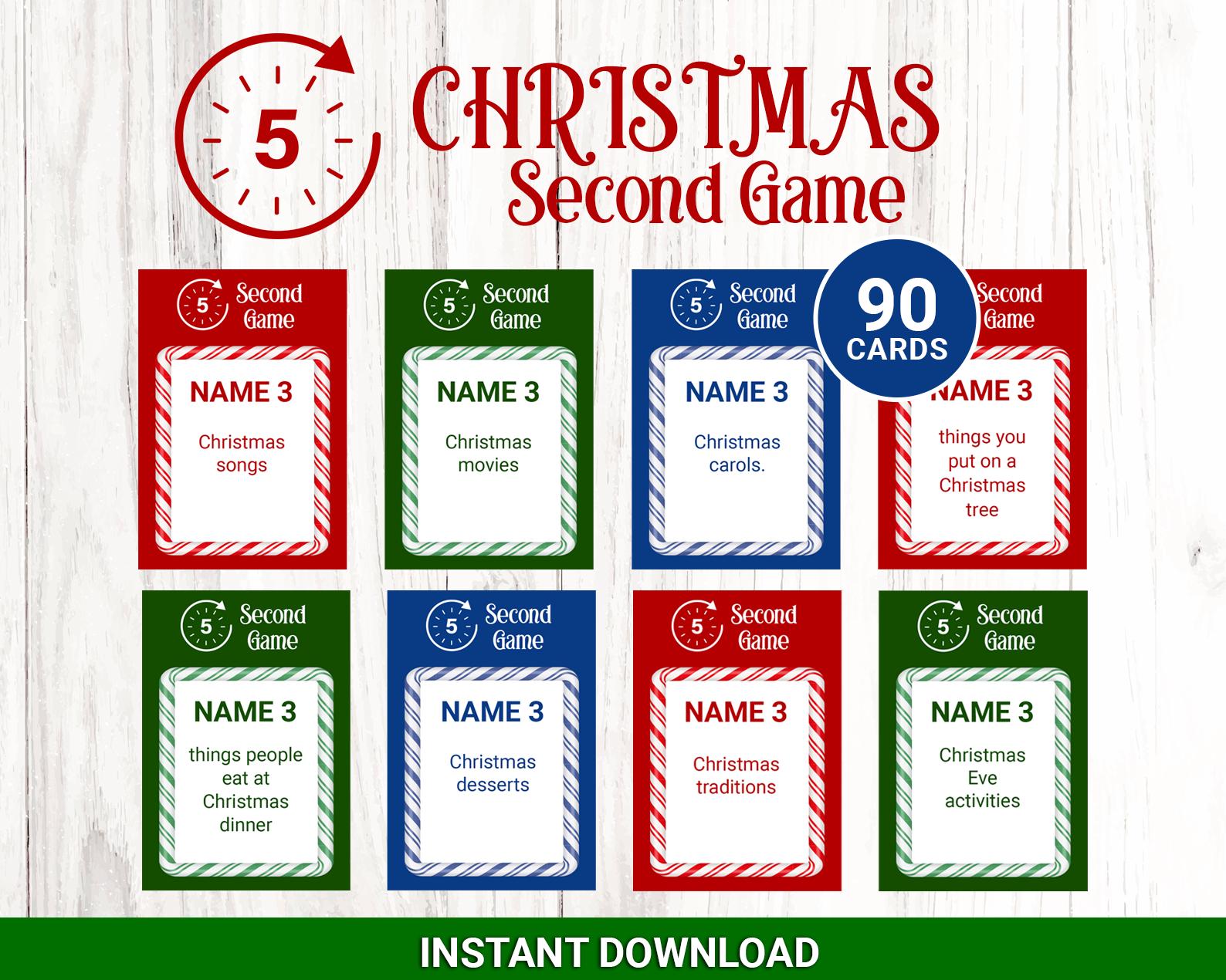 Christmas 5 Second Game, Christmas Party Games, Printable Christmas ...