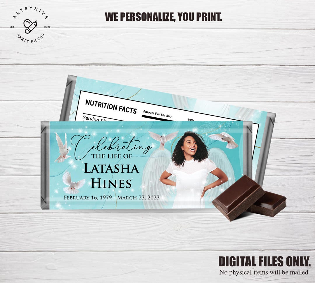 Memorial Favors, Candy Bar Wrapper, Funeral Favors, Personalized ...