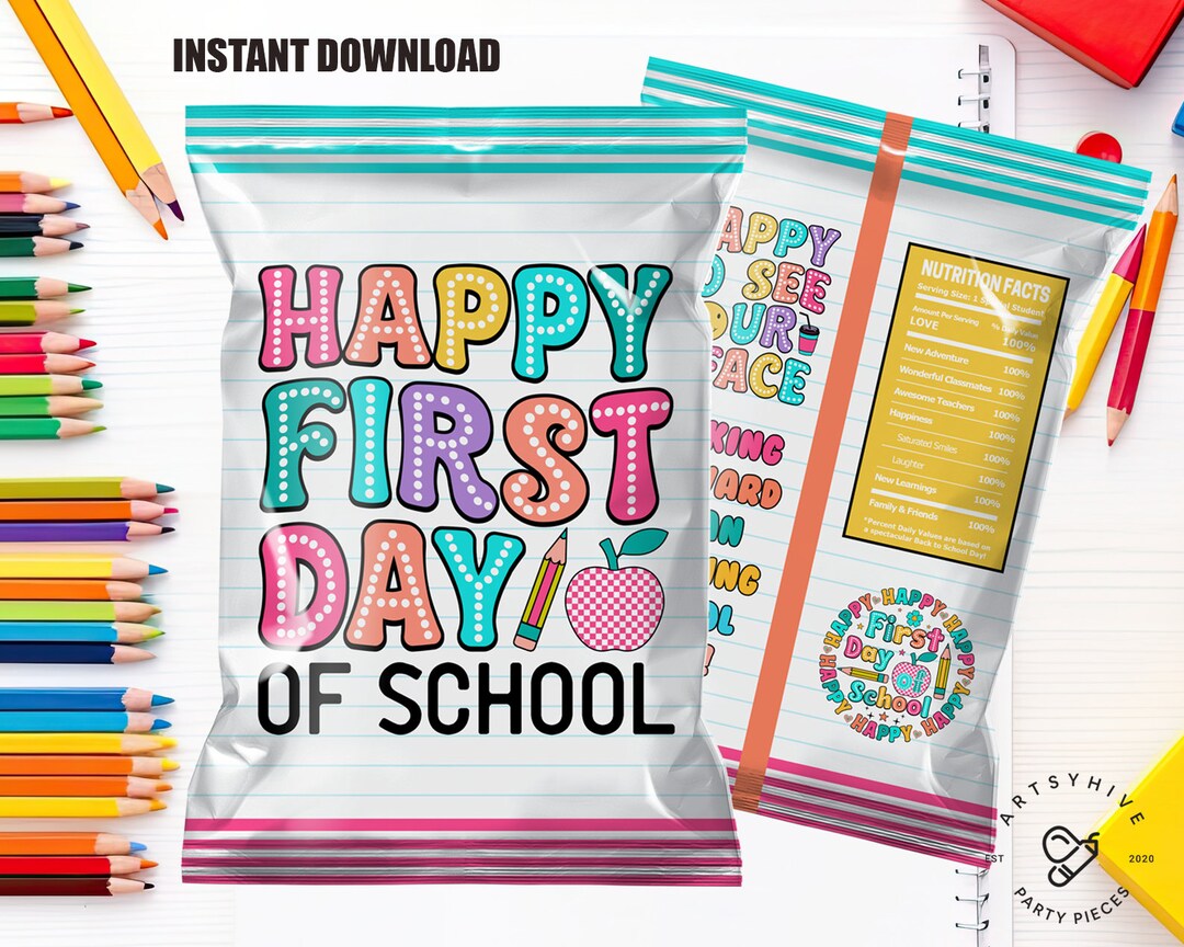 Back to School Chip Bag Label, Welcome Back to School Chip Bag, First ...