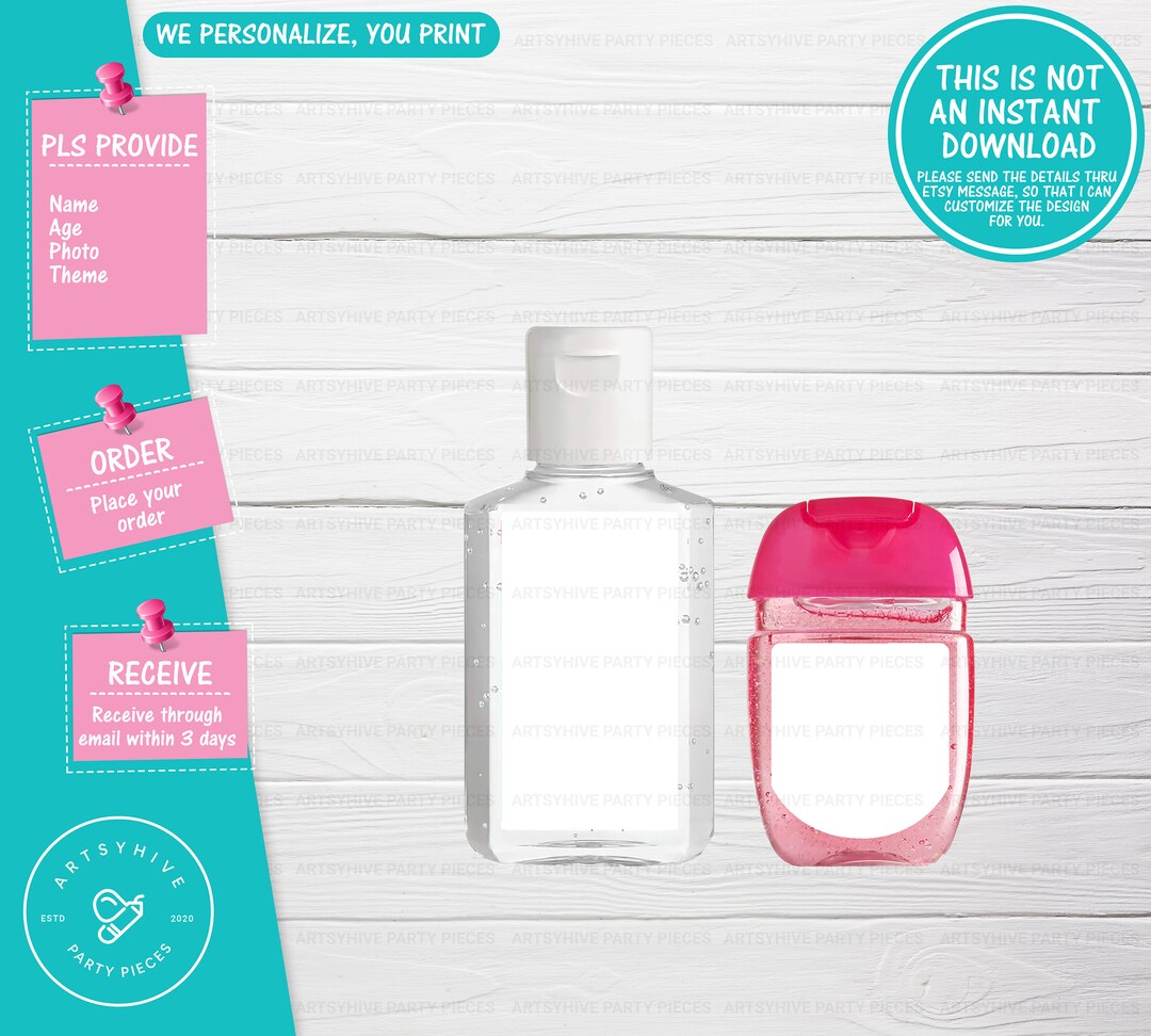 Custom Sanitizer Labels Personalized Mini Sanitizer Labels - Etsy