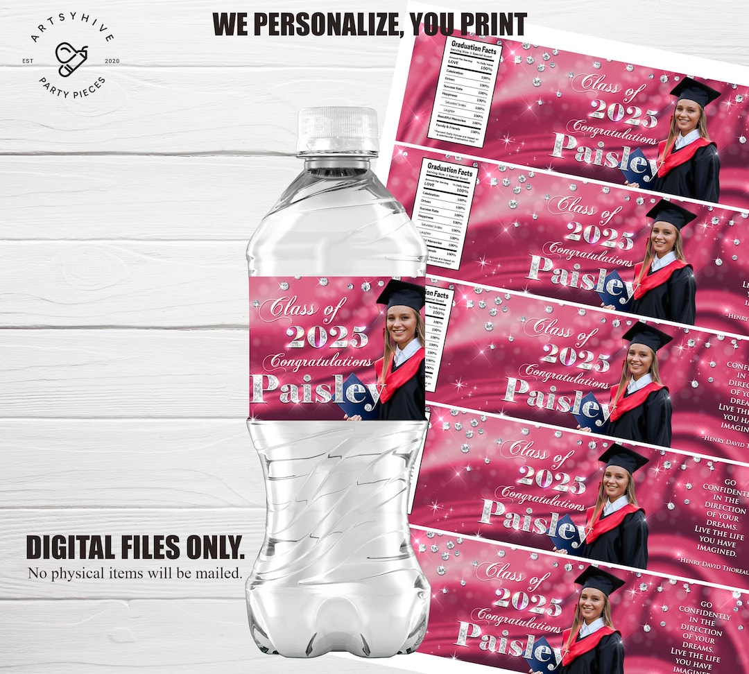 Graduation Water Bottle Labels: Class of 2026, Class of 2026, Senior ...