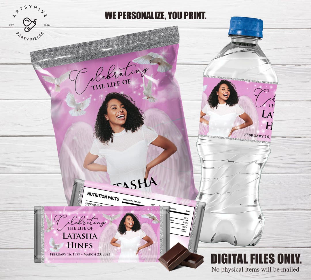 Memorial Labels, Memorial Chip Bag, Memorial Favors, Memorial Bundle ...