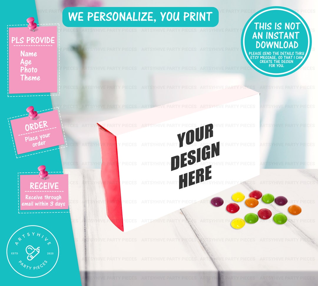 Custom Candy Box Label, Birthday Candy Box Label, Digital Download - Etsy