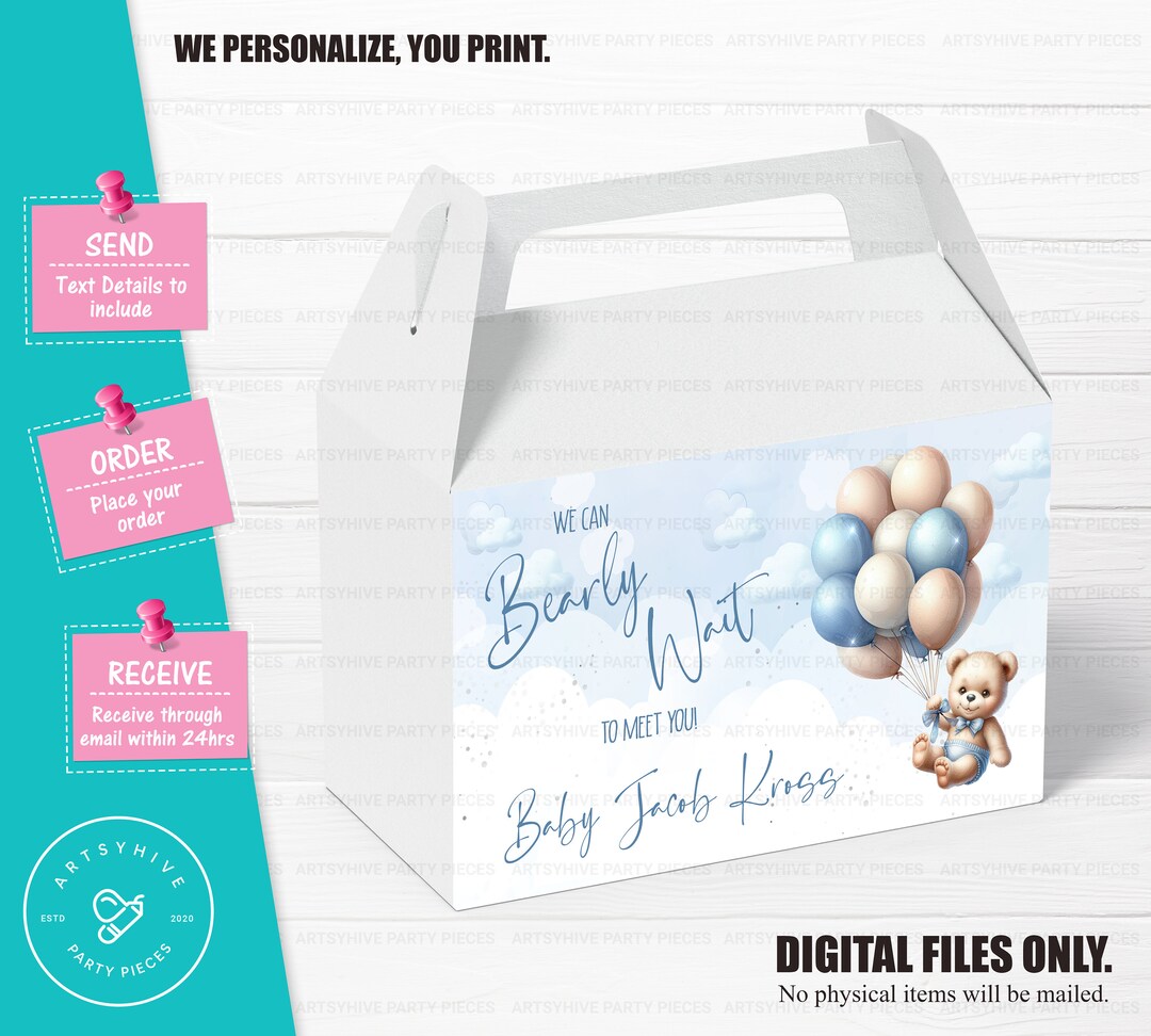 We Can Bearly Wait Baby Shower Gable Box Labels, We Can Bearly Wait ...