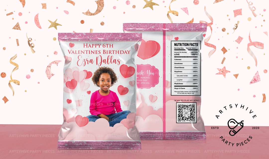 Valentines Birthday Chip Bag, Custom Chip Bag Label, Birthday Chip Bag ...