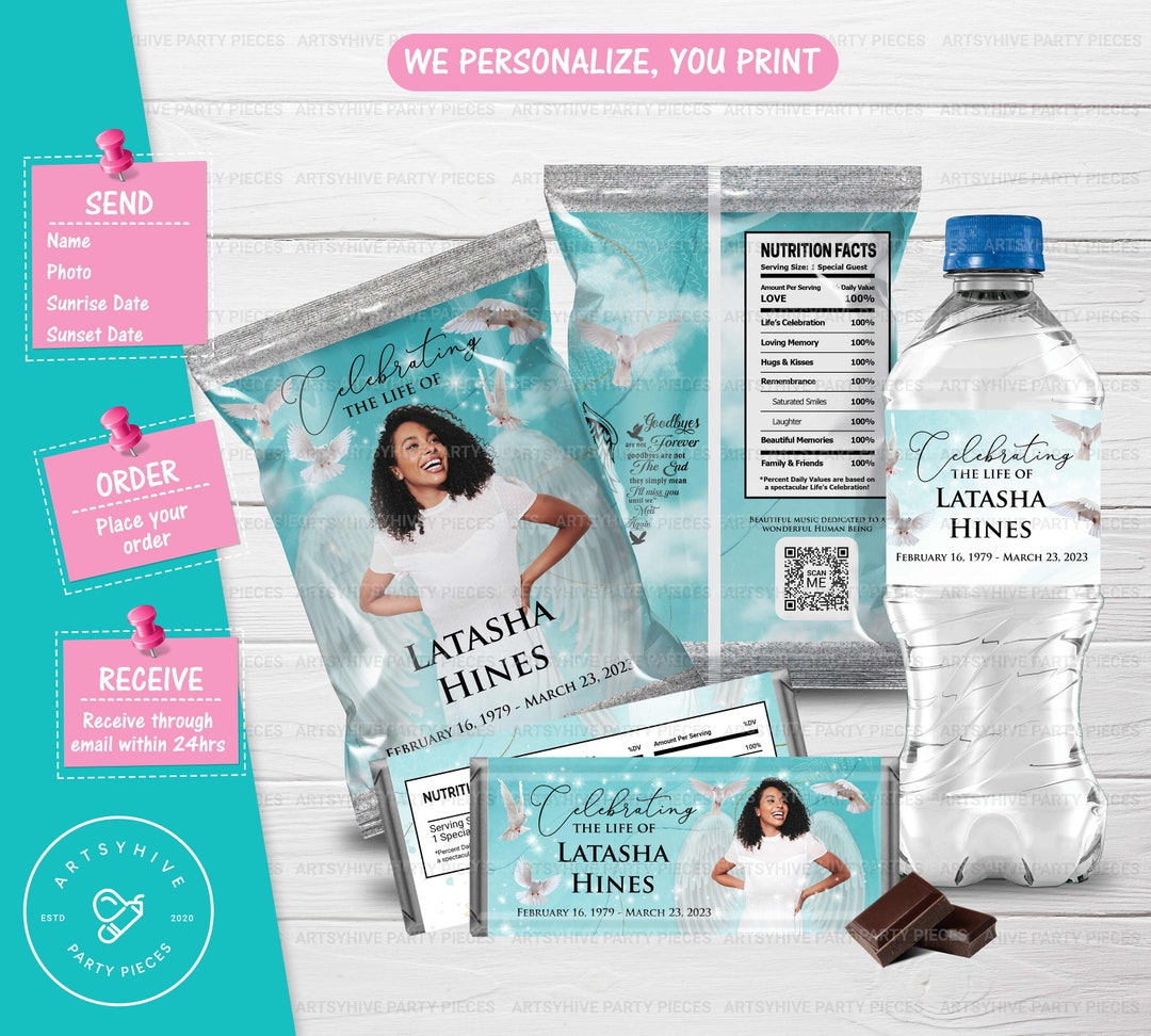 Memorial Labels, Memorial Chip Bag, Memorial Water Bottle Label ...