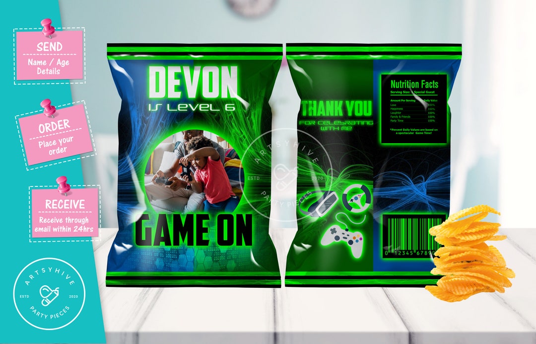Custom Gamer Chip Bag, Gamer Birthday Chip Bag - Etsy
