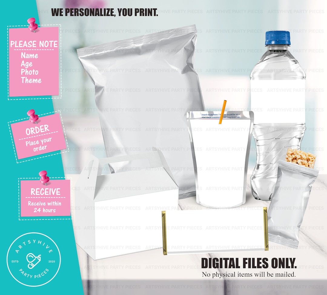 Custom Party Labels, Digital Party Favors , Custom Chip Bag, Custom ...