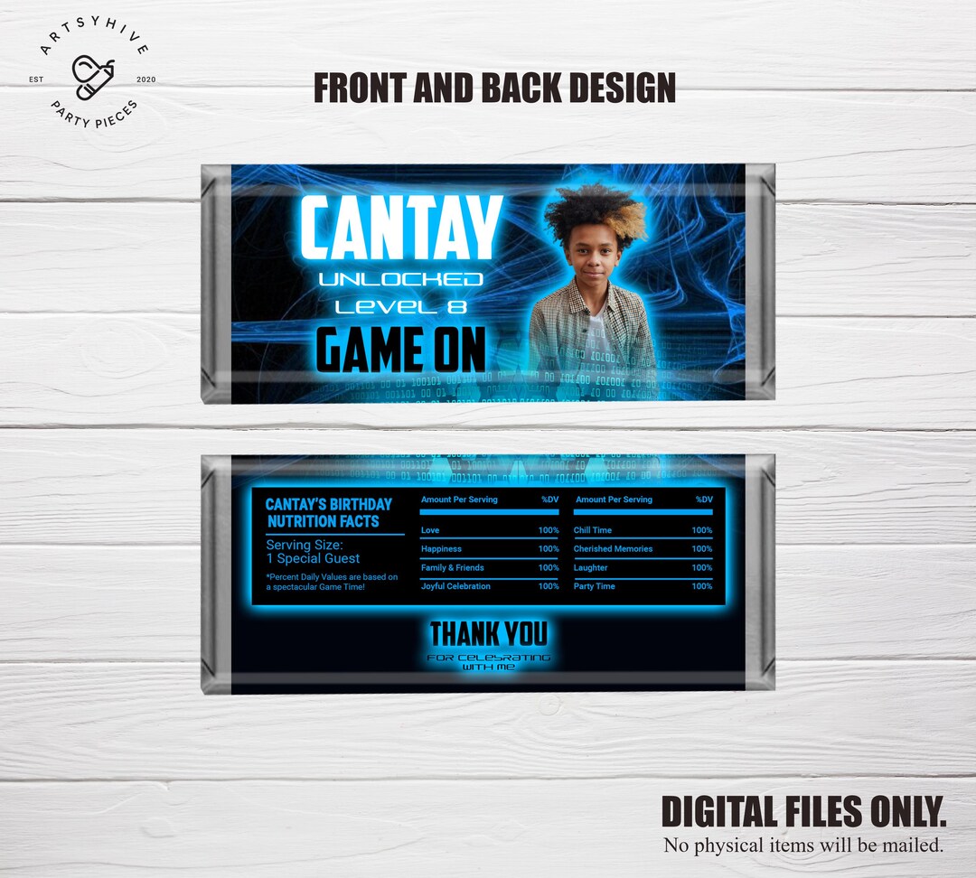 Gamer Birthday Candy Bar Label, Gamer Birthday Party, Candy Bar Label ...