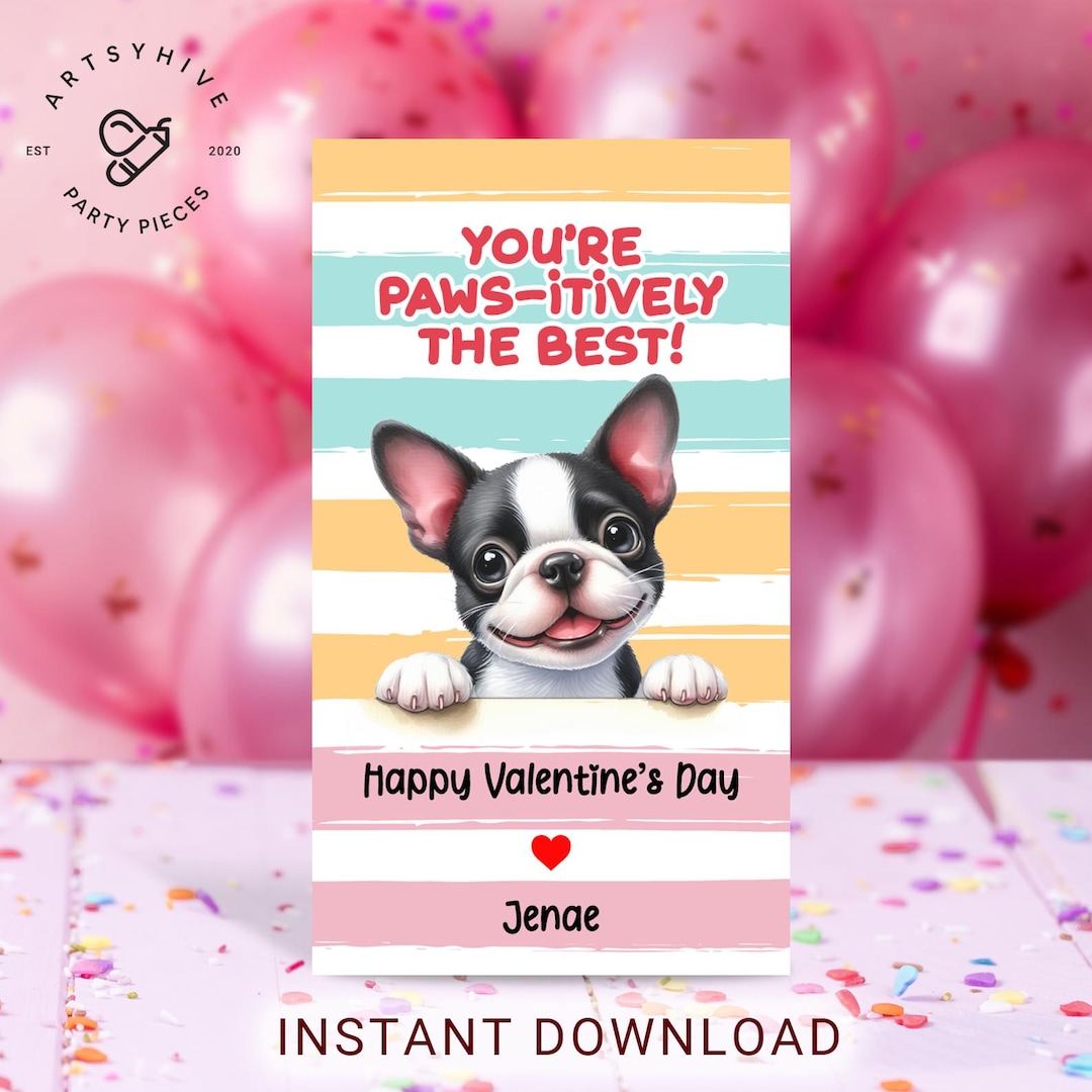 Editable Valentine's Day Gift Tag, Dog-themed Gift Tags , Valentine's ...