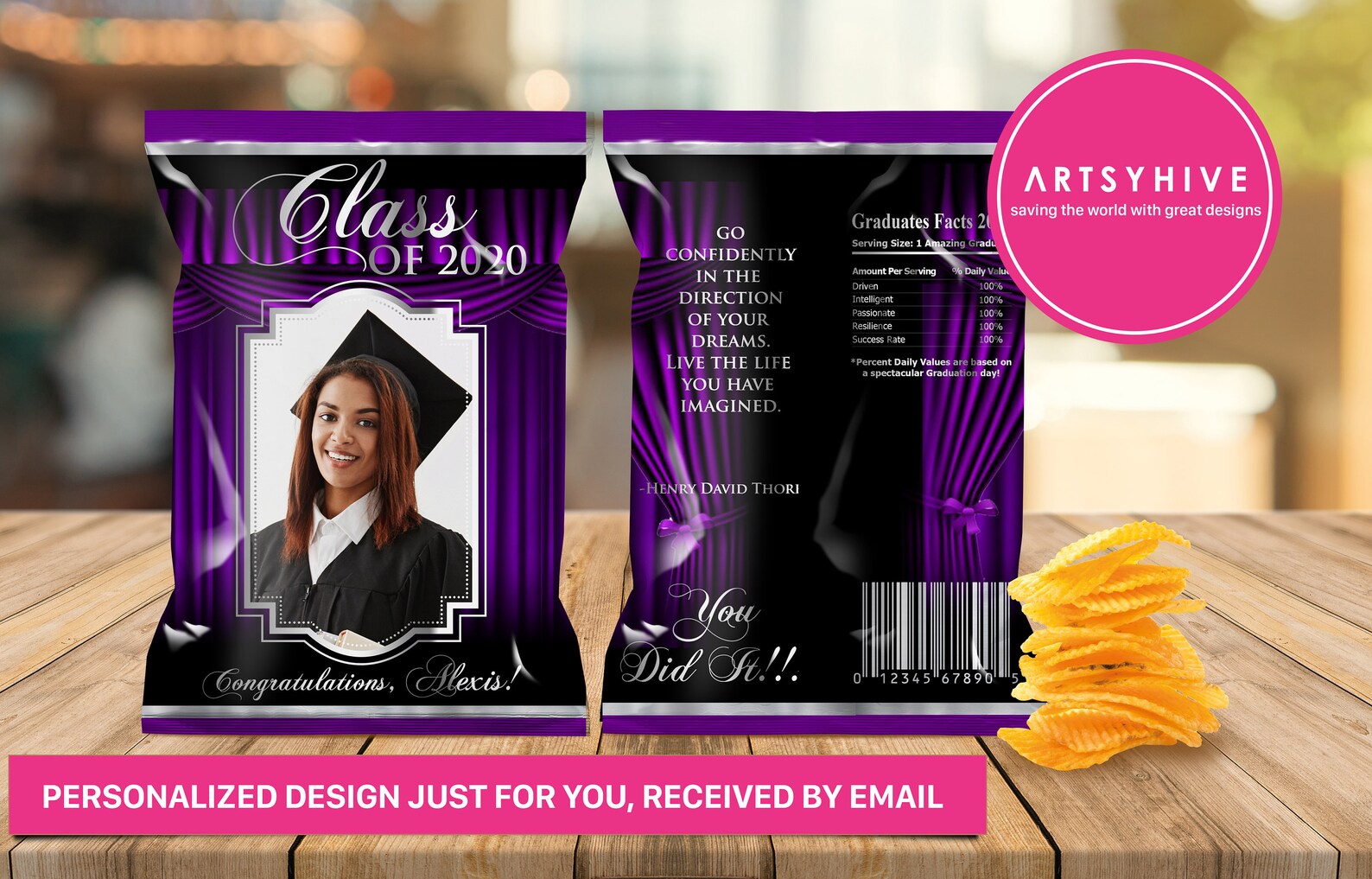 Personalized Graduation Chip Bags Digital Chip Bags Class of | Etsy