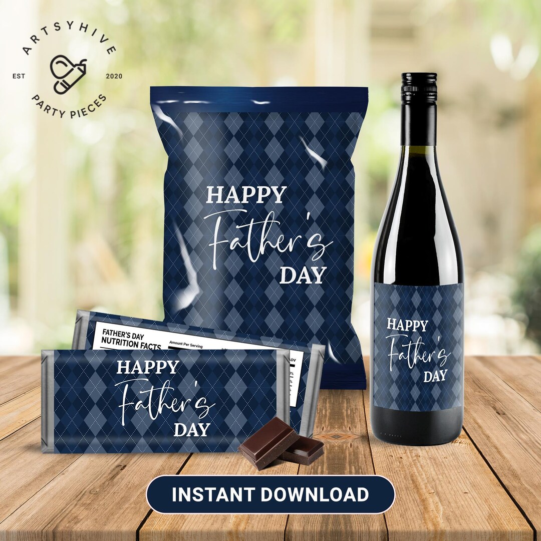 Fathers Day Gifts for Dads, Printable, Chip Bag, Candy Bar, Wine Label ...