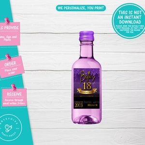 18th Birthday Purple and Gold Custom Party Labels, Chip Bag, Candy Bar ...