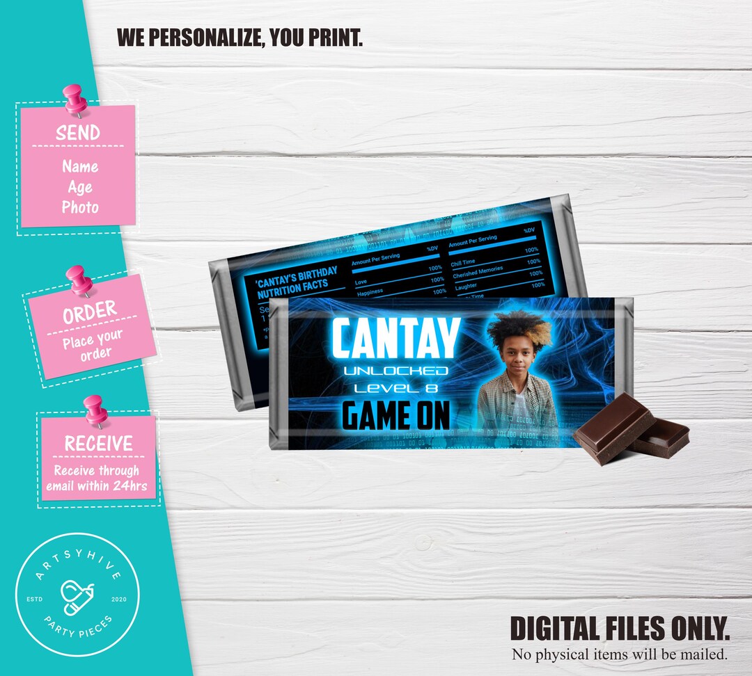 Gamer Birthday Candy Bar Label, Gamer Birthday Party, Birthday Candy ...