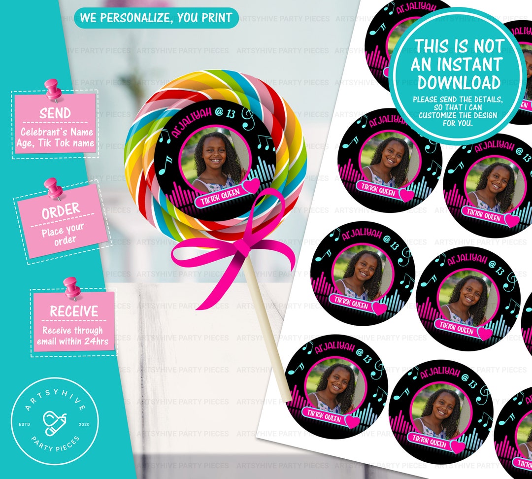 Custom Lollipop Labels, Custom Swirl Pops, Musical Themed Birthday ...