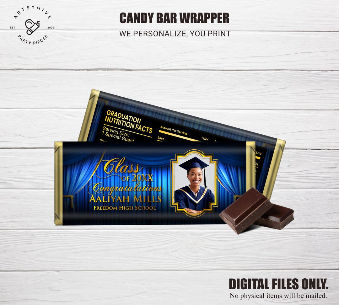 Graduation Candy Bar Wrapper, Graduation Favors, Candy Bar Labels ...