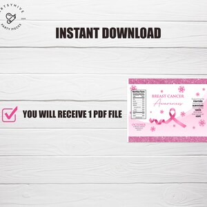 Breast Cancer Awareness Chip Bag Label, Pink Ribbon Chip Bag Label, Breast Cancer Awareness ...