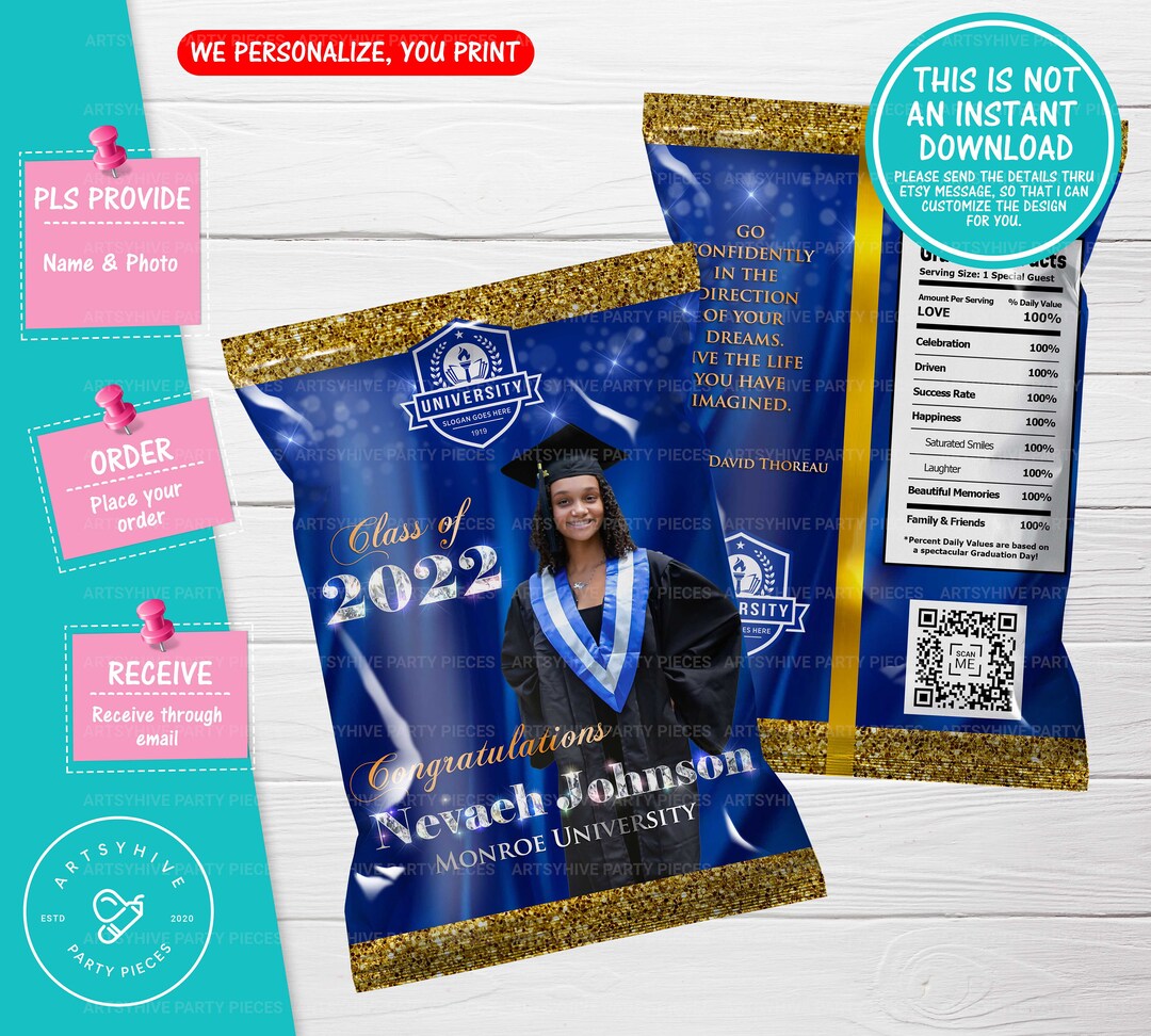 Personalized Graduation Chip Bags, Digital Chip Bags, Class of 2023 - Etsy