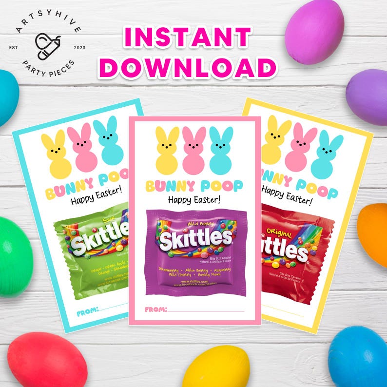 Bunny Poop Easter Treat Tags: Skittles Labels (instant Download) - Etsy